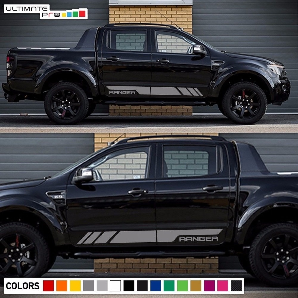 2Pcs Decal Sticker Graphic Side Stripe kit For Ford Ranger T6 Wildtrak ...