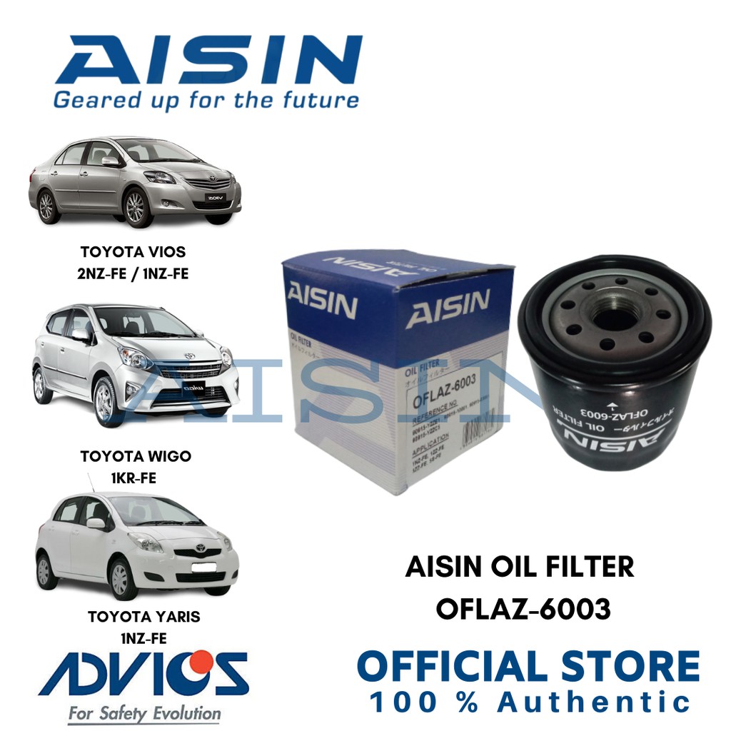 AISIN Oil Filter for Toyota VIOS, Toyota WIGO & Toyota YARIS (OFLAZ ...