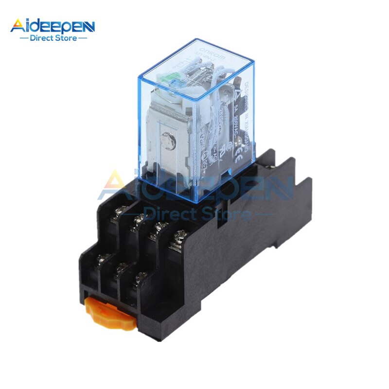 1Set Mini MY4NJ Relay DC 12V 24V AC 110V 220V 5A 14 Pins MY4NJ Relay Switch With Relay Base ...