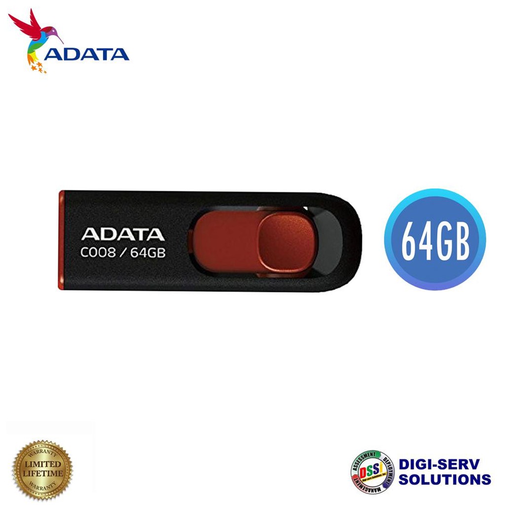 Adata C008 AC008-64G 64GB USB 2.0 Flash Drive (RED) | Shopee Philippines