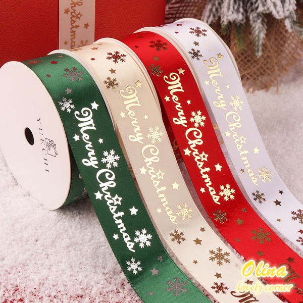 9.1metres/roll 25mm wide Merry Christmas series webbing gift wrapping ...