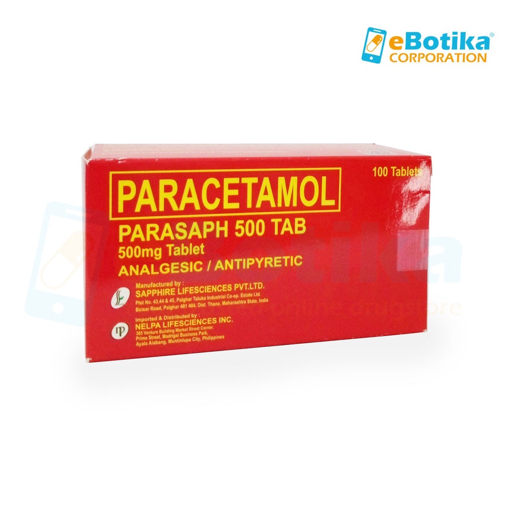 Paracetamol (Parasaph) 500mg Tablet / for Fever and Headache 100's ...