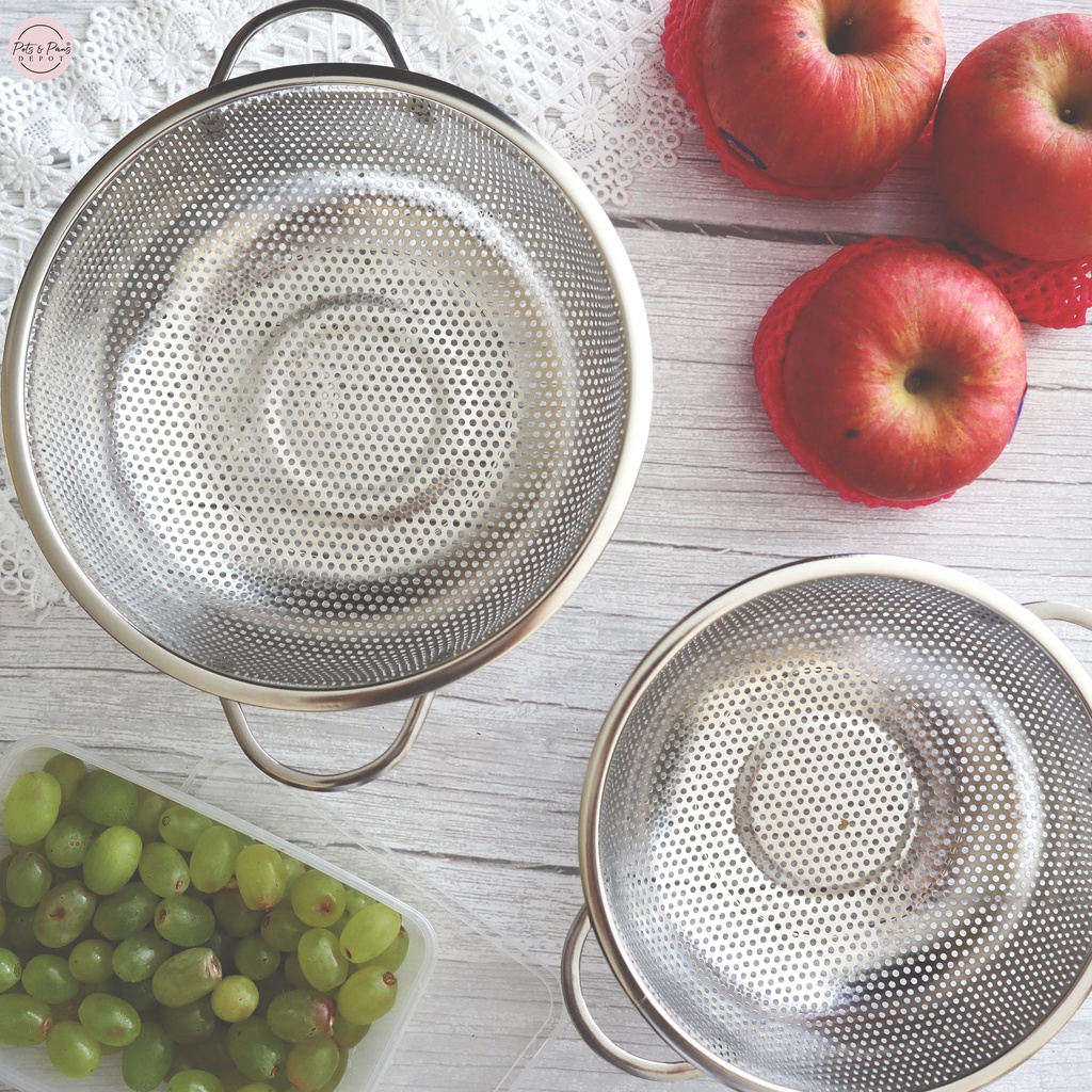 Red Cherry Stainless Steel Round Colander | Shopee Philippines
