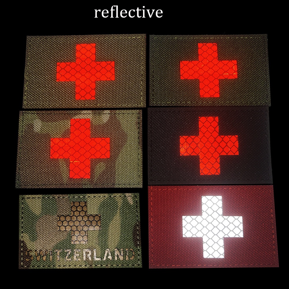 Reflective Badge IR Fabric Swiss Flag Velcro Armband Backpack Sticker ...