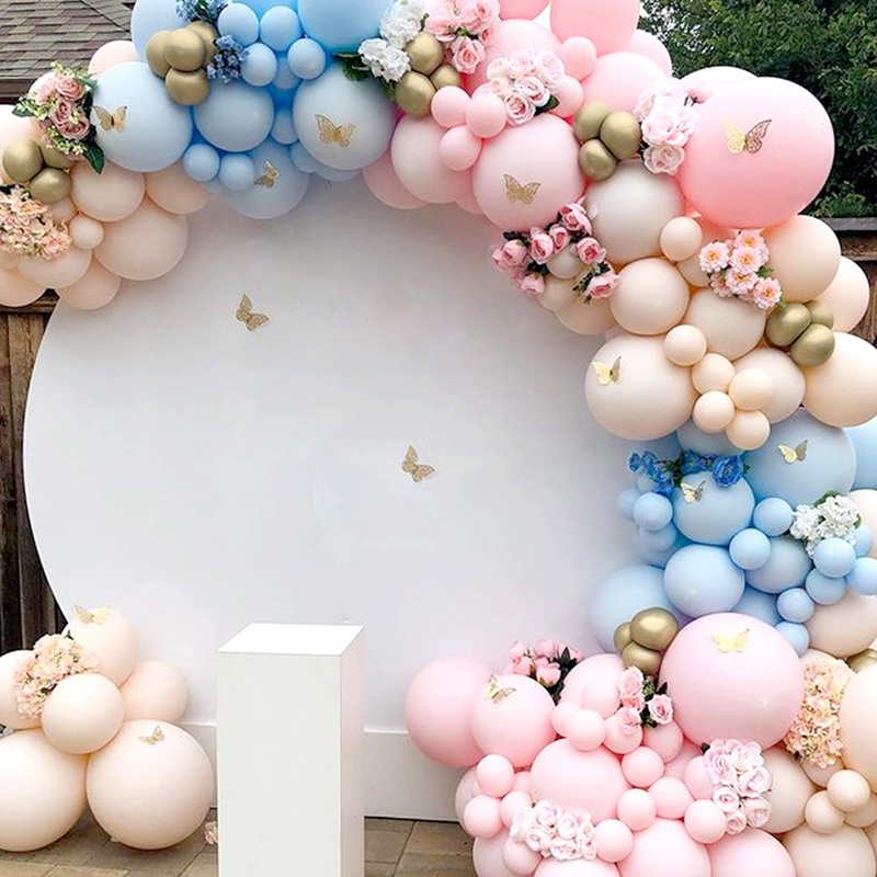 98pcs Macaron Pink Blue Orange Balloons Garland Arch Kit 3D Gold Hollow ...