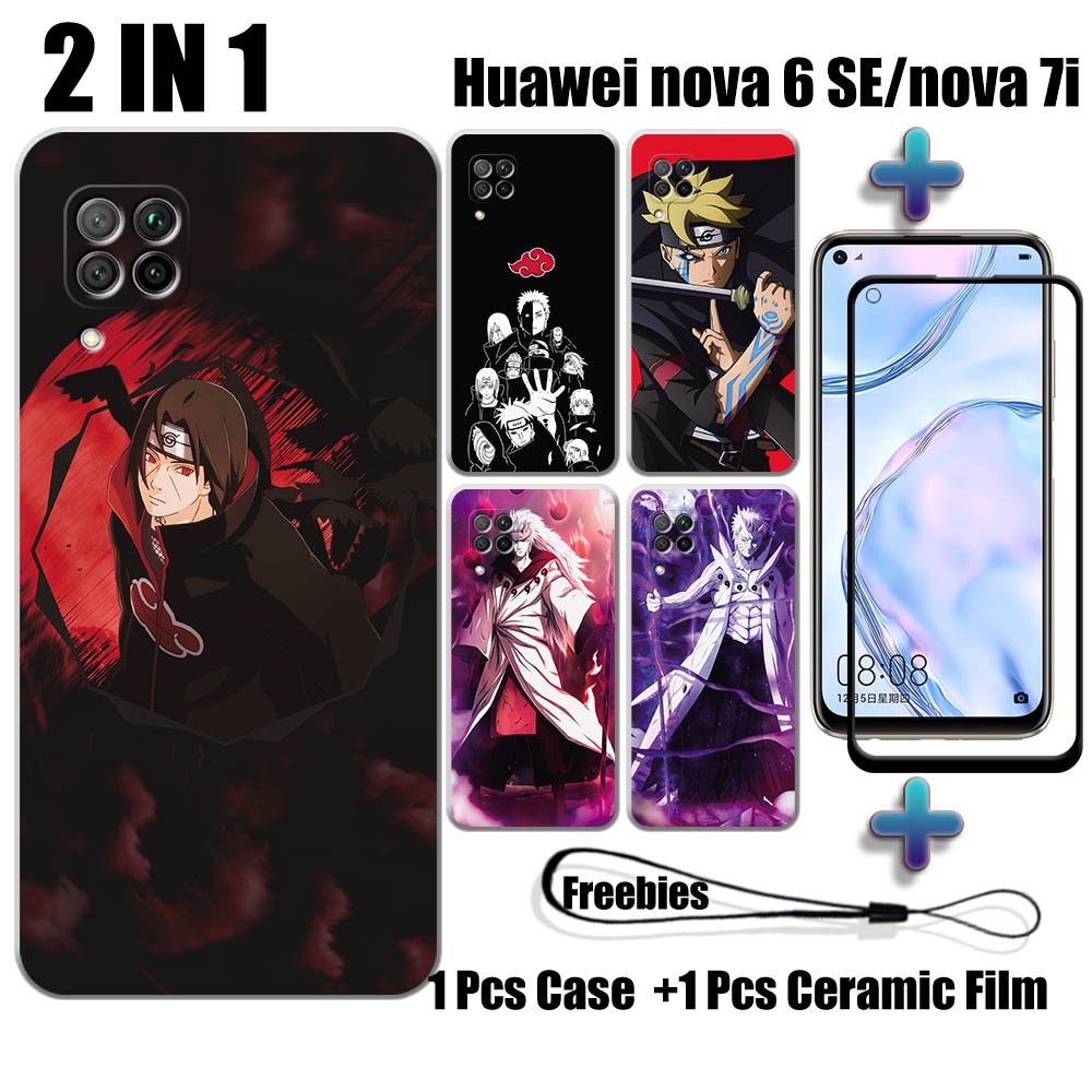 2 IN 1 Naruto Case with Tempered Glass For Huawei nova 6 SE nova 7i ...