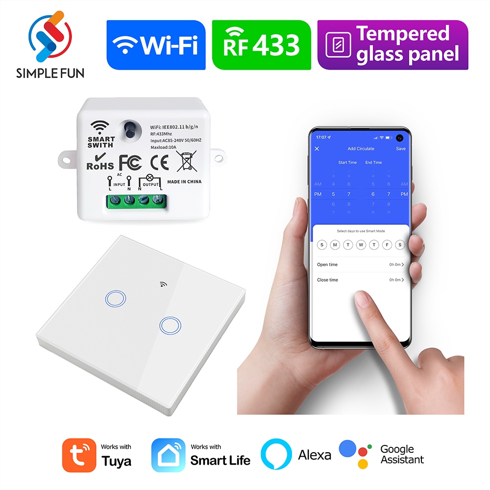 Mini Module WIFI Tuya Smart Light Switch Wall Panel Push Button Switch ...