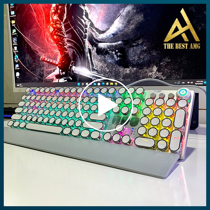 AULA F2088 RGB Trans-Led Mechanical Gaming Keyboard White Round Button ...
