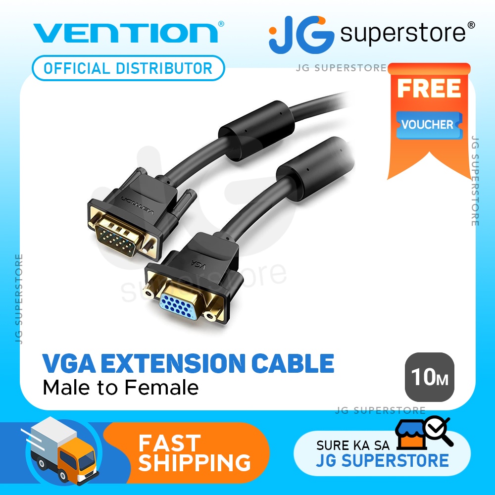 Vention VGA Male to VGA Female (3+6) Gold-Plated Extra Long Extension ...