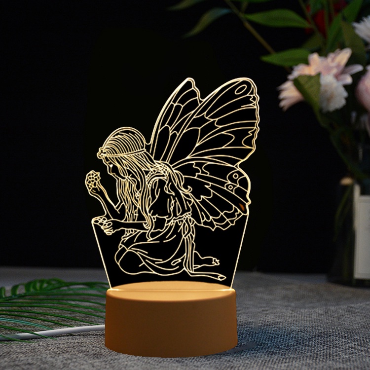 Creative Gift LED Acrylic 3D Night Lamp Energy Saving Bedroom Lamp Cute ...