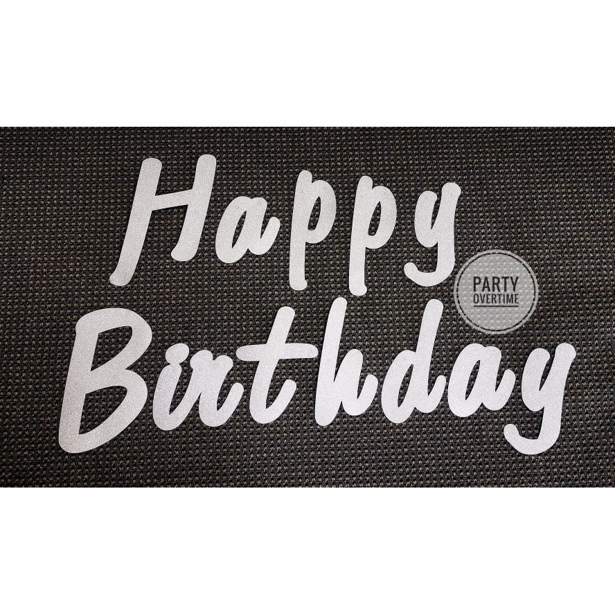 Silver Glitter Cursive Cut out Happy Birthday Banner Flag Banderitas ...