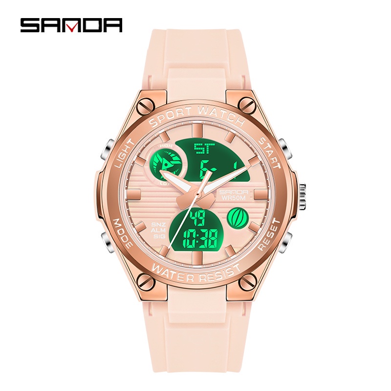 SANDA Women Watch Luxury Waterproof Quartz LED with Multi-function ...