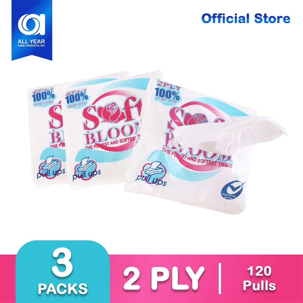 Soft Bloom Pull Ups 2 Ply 40 Pulls x 3 Packs - Tissue Napkin Toilet ...