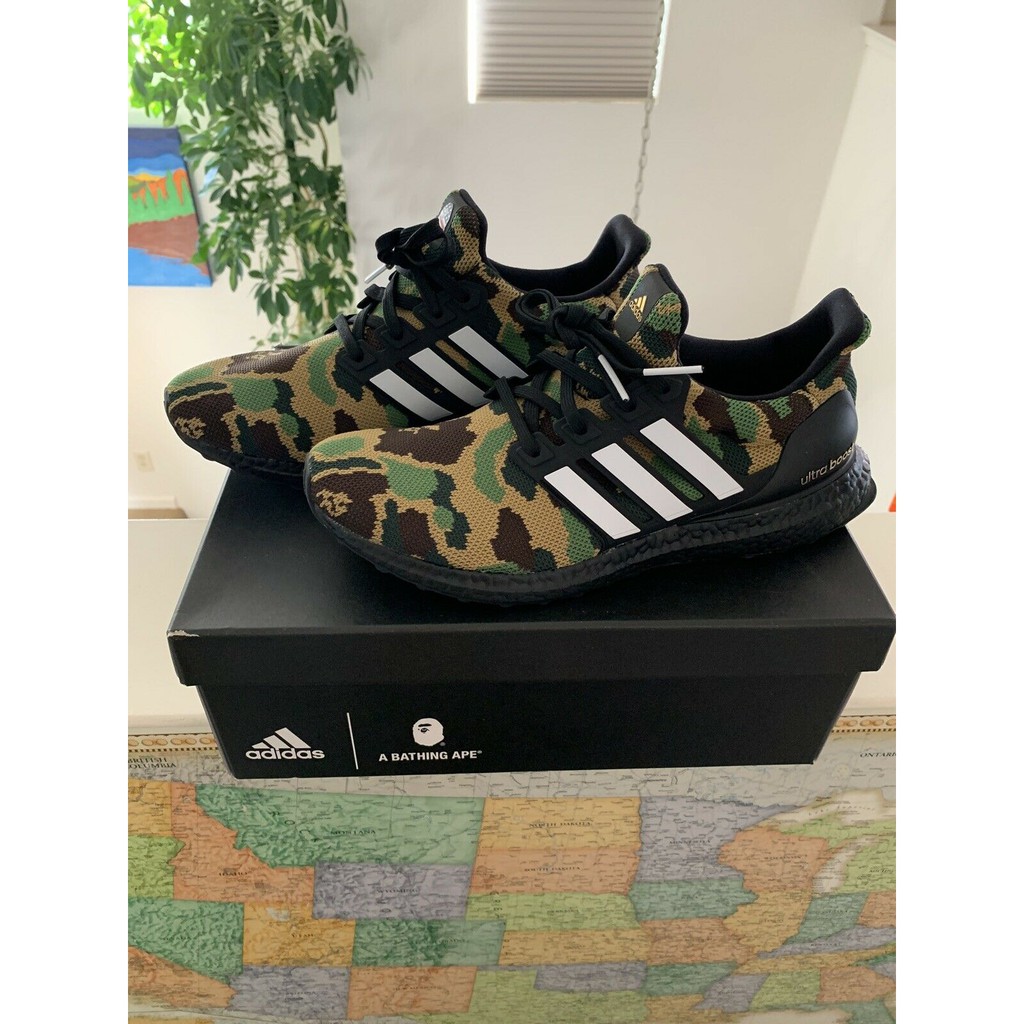 100% Original Adidas x Bape Ultraboost 4.0 Camo Men's Sports Running ...