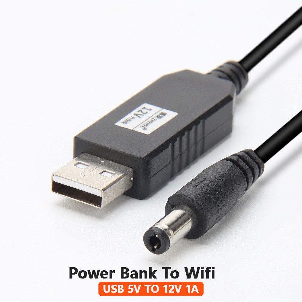 SGALAS WiFi Connector Powerbank Cable DC 5V to 12V USB WiFi Cord Router ...