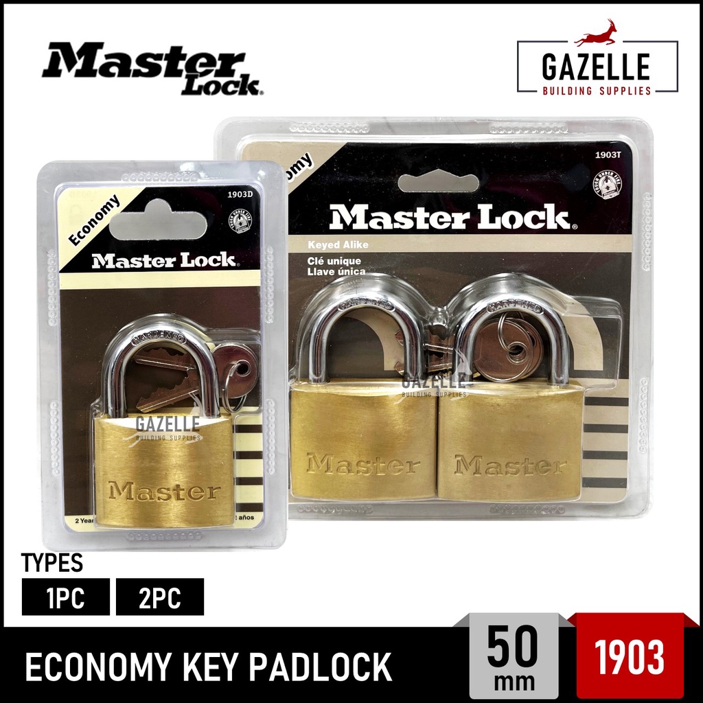Master Lock Brass Keyed Padlock Masterlock 50mm - 1903D / 1903T ...