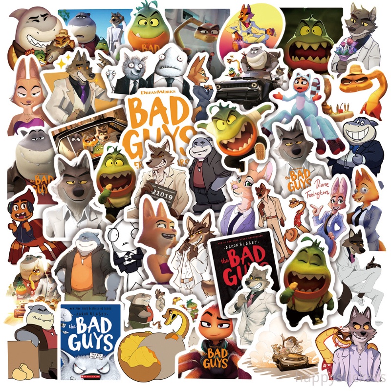 50pcs Bad Guys Stickers for Kids Boys Waterproof Movie Stickers for ...