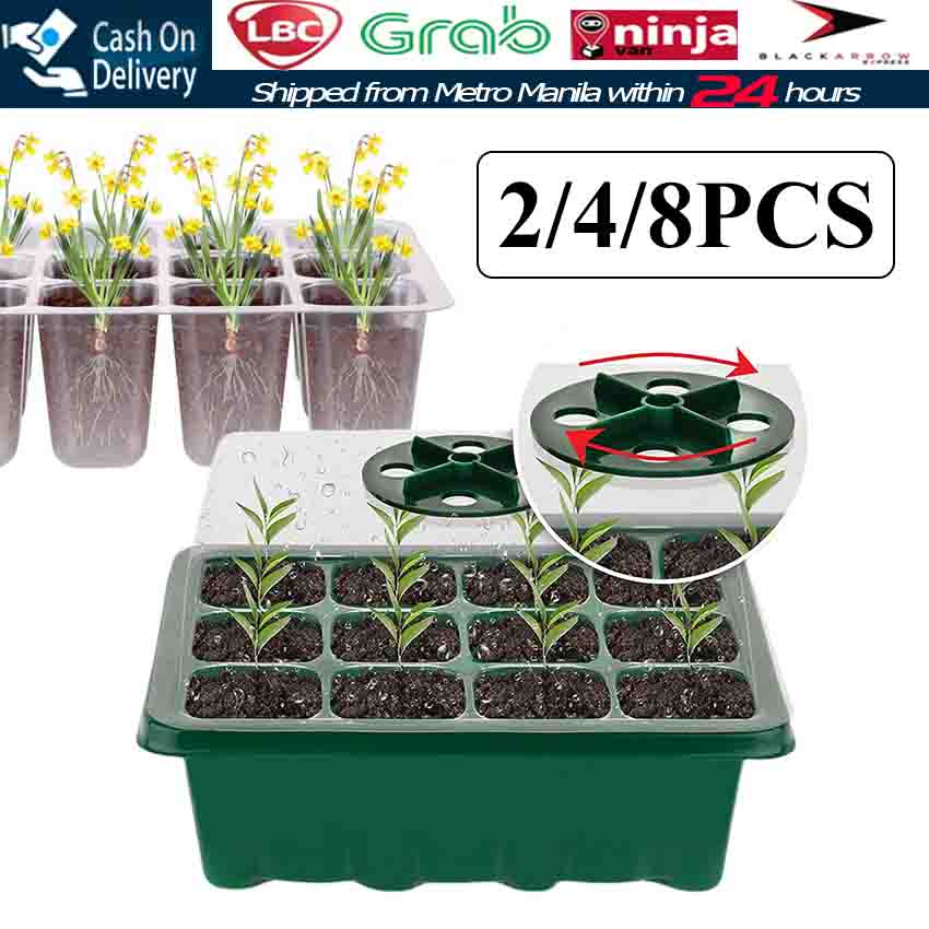 【Fast Delivery】12 Cells Tray Seedling Bean Sprouts Plate Seed Starter ...
