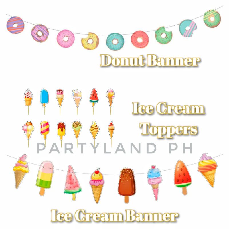 Donut Ice Cream Dessert Banner Theme Party Decoration | Shopee Philippines