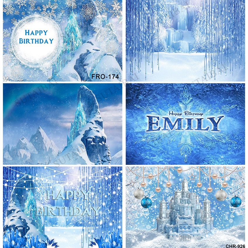 Winter Snowflake Frozen Castle Theme Backdrop Snowqueen Girl Birthday ...