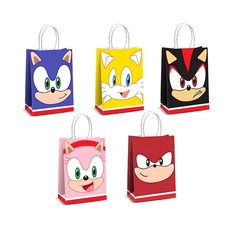 5/10/15pcs Sonic Birthday Party Decorations Gift Handle Bags Candy Bag ...