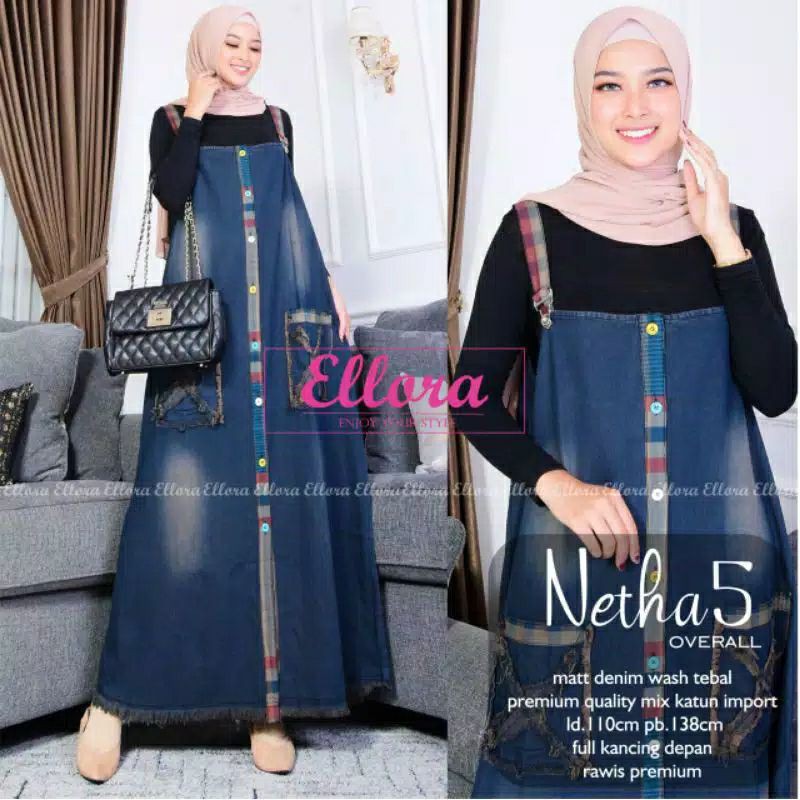 Netha Jeans Dress 5 Overall By Ellora | Shopee Philippines