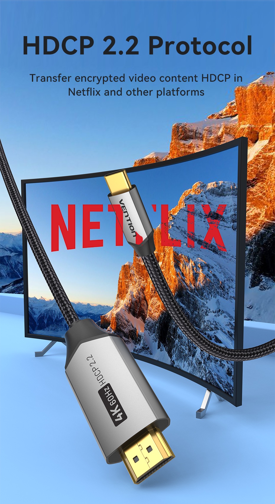 Vention USB C to HDMI Cable 4K 60Hz 3D Visual Adapter for Laptop to TV ...