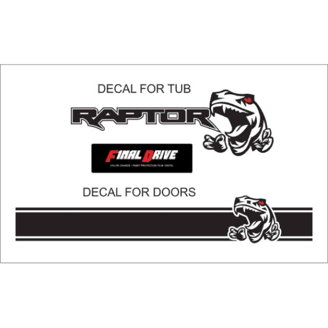 1 SET (BOTH SIDES) DIECUT STRIPE RAPTOR HEAD DECAL FOR FORD RANGER ...