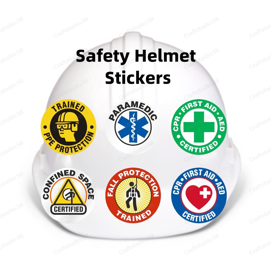 Safety Helmet Round Sticker Paramedic Confined Space Fall Protection ...