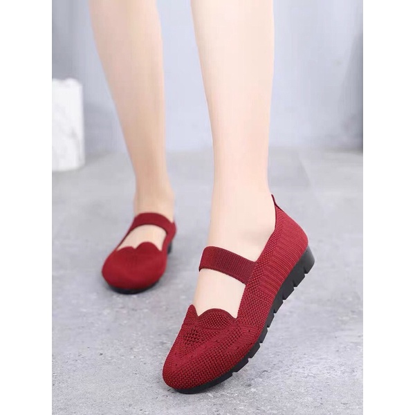 Cloth shoes new flat shoes thick sole soft sole non-slip fly knit ...