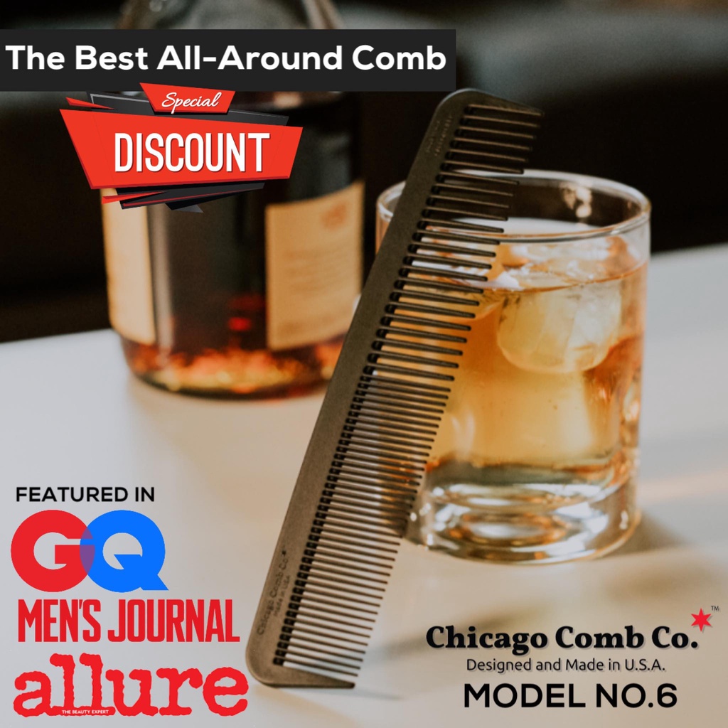 CHICAGO COMB CO. Model No. 6 Carbon Fiber Comb (The World's Finest Comb ...