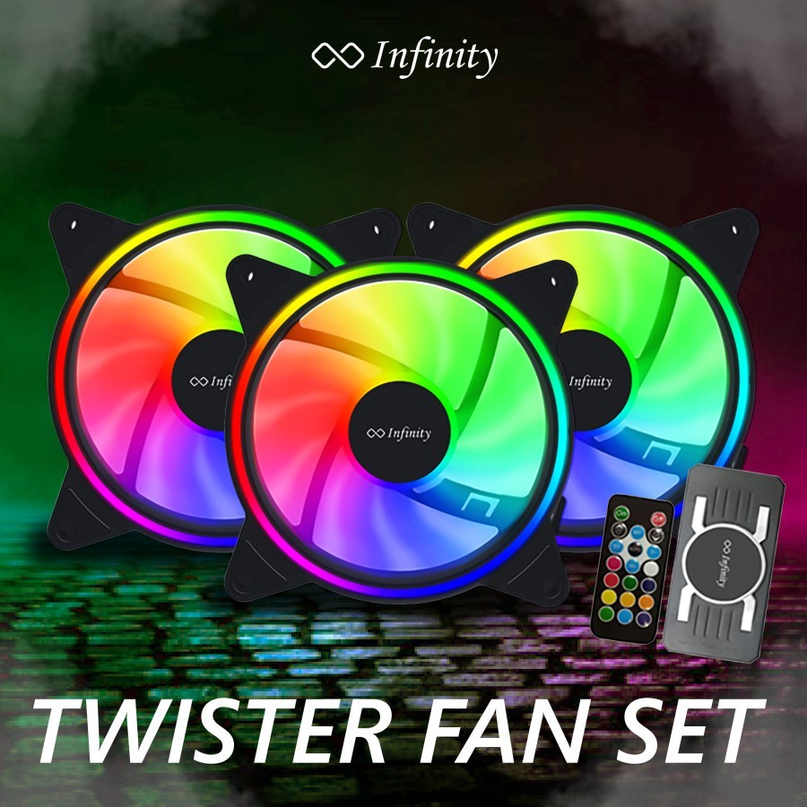 Argb Infinity Twister Fan 1 Set Box (Controller + Remote + 3 Pcs Fans ...