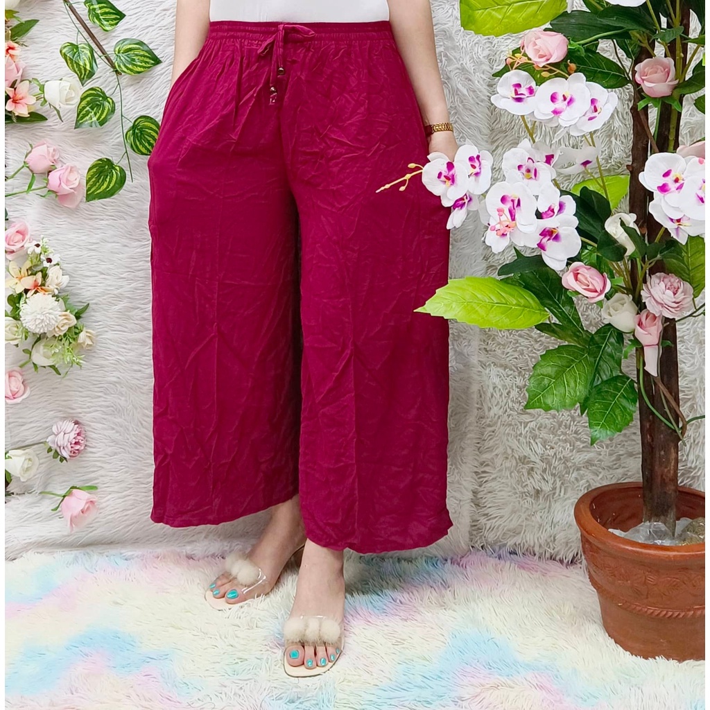 PLAIN CHALLIS SQUARE PANTS ASSORTED FOR WOMEN FREE SIZE FIT UP XL ...