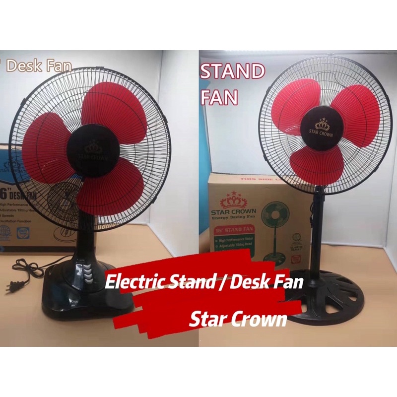 Star Crown Stand/ Desk Fan with 12" 16" Blade Electric Fan Compact ...