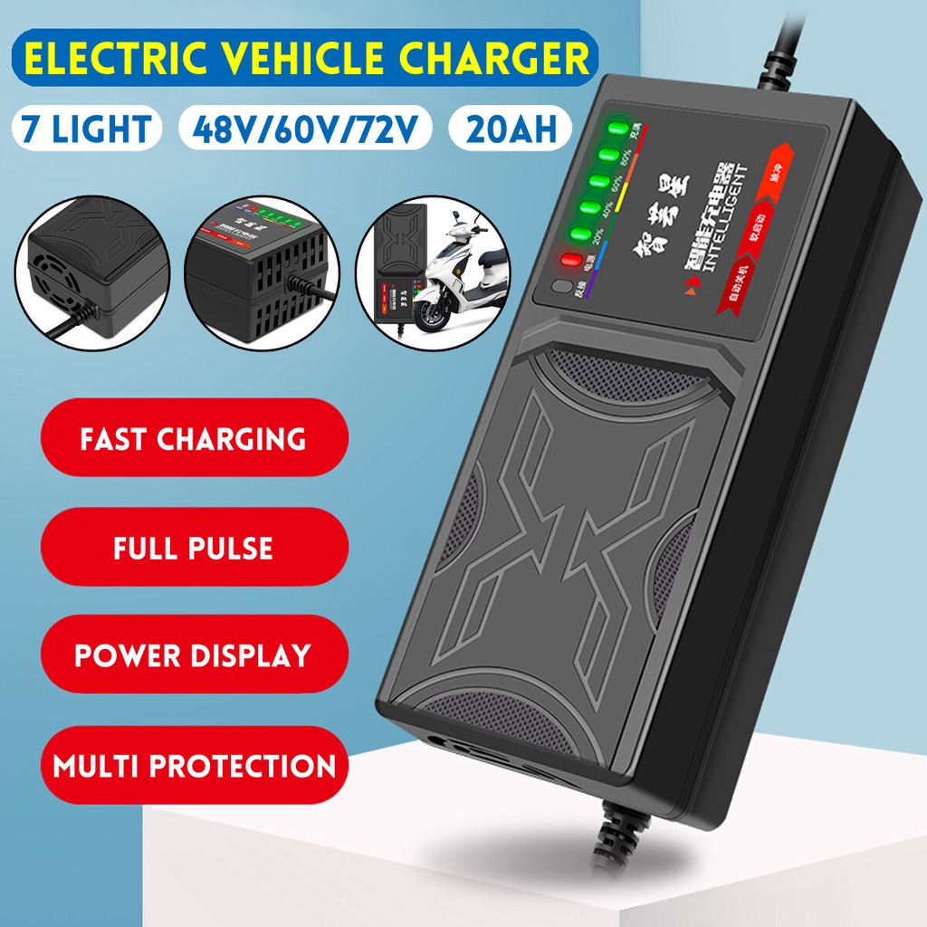 48V 20AH/60V 20AH/72V 20AH 7-Light Electric Vehicle Battery Charger Adapter | Shopee Philippines