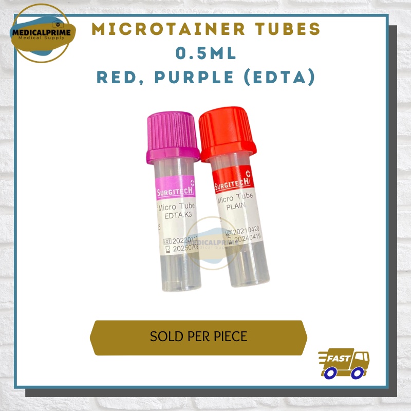 Vacuum Blood Collection Tube (EDTA / RED TOP ) Microtainer 0.5 ml ,100 ...
