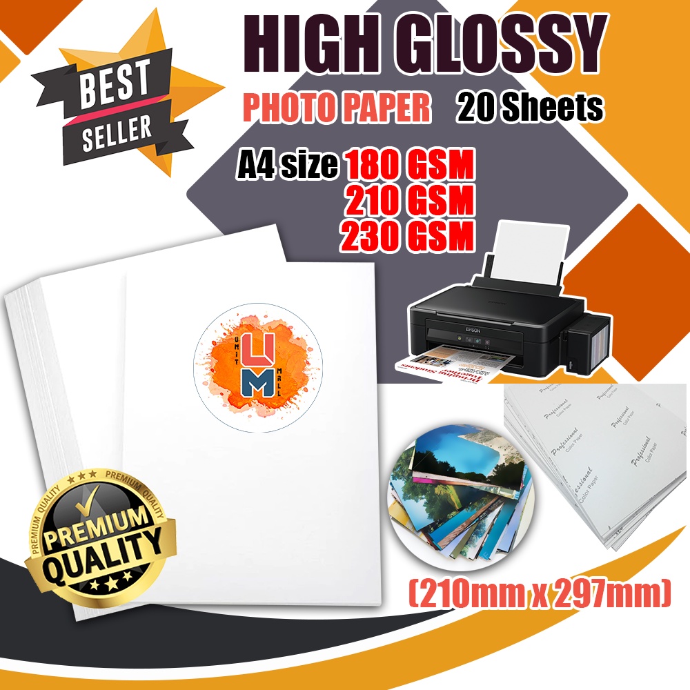 A4 quick dry Photo Paper 180gsm 210gsm 230gsm High Glossy Photo Paper ...