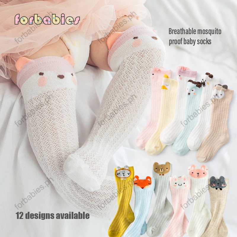 Baby Socks Breathable Thin Cotton Mosquito Socks Baby Knee Socks Anti ...