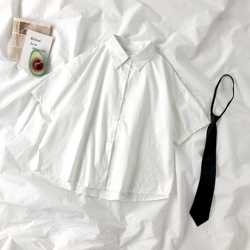 croptop Pure color shirt female new summer Korean version of the ...