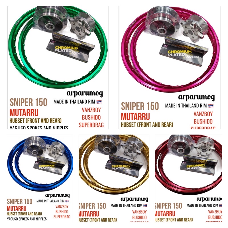 RIMSET FOR SNIPER 150 WITH FREE 2PCS BEARING (RIM/HUB/SPOKES) | Shopee ...