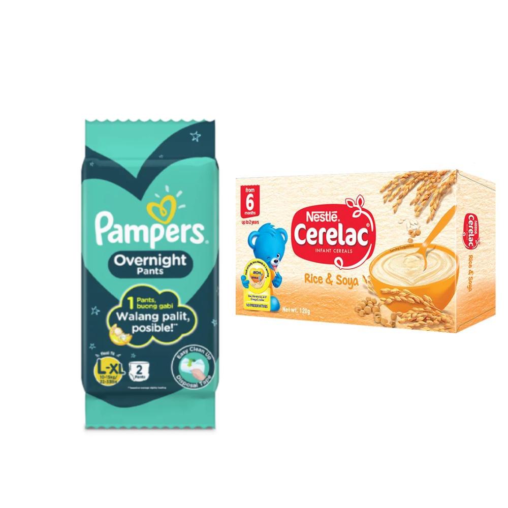 NESTLÉ CERELAC Baby Food Rice & Soya 120g GWP Pampers Overnight Pants L ...