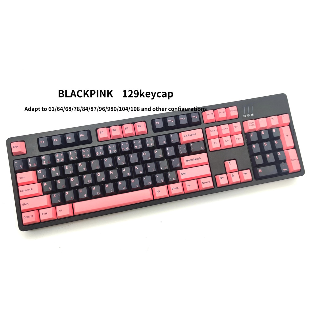 BLACKPINK Black Powder 129 Key Japanese Keycap Mechanical Keyboard ...