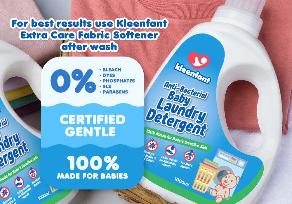 Kleenfant Antibacterial Baby Laundry Wash (1 Liter) Liquid Detergent ...