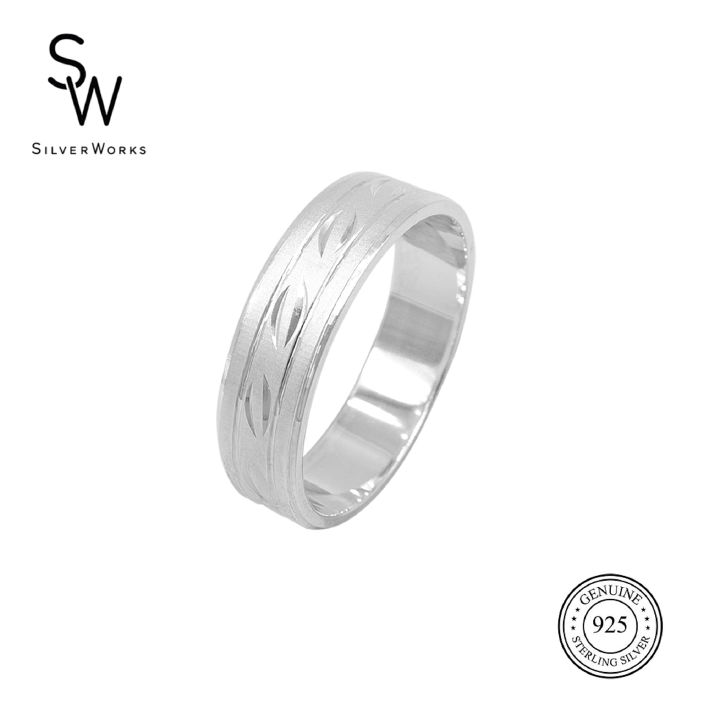 Silverworks 925 Sterling Silver Sanblasted Band Ring Unisex R45184 ...