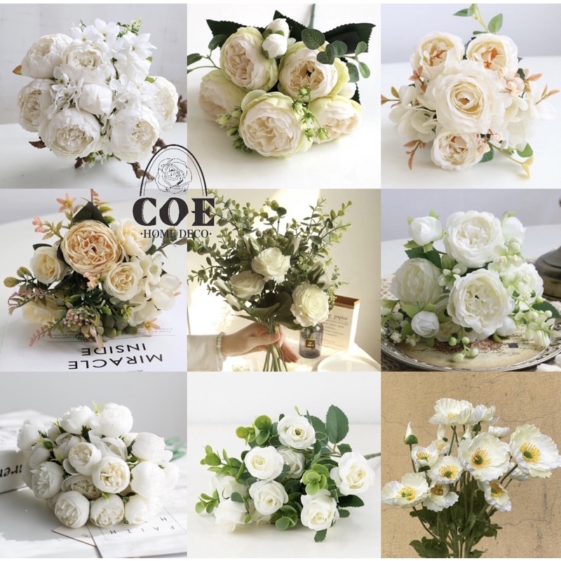 COE Artificial flowers rose peony White flower wedding party birthday ...