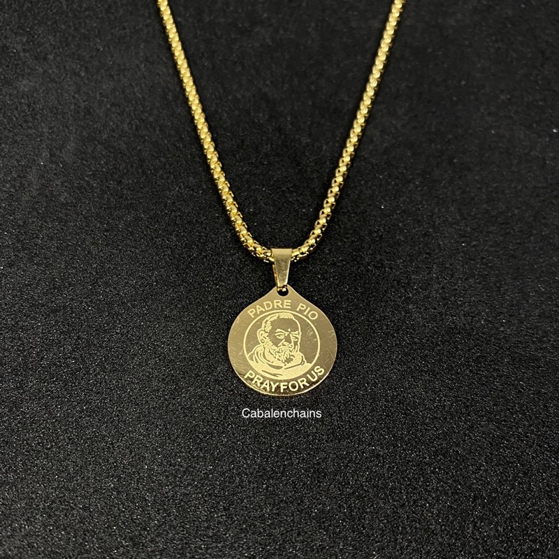 Cabalen Chains - Padre Pio I 18k Gold Plated Stainless steel Non ...