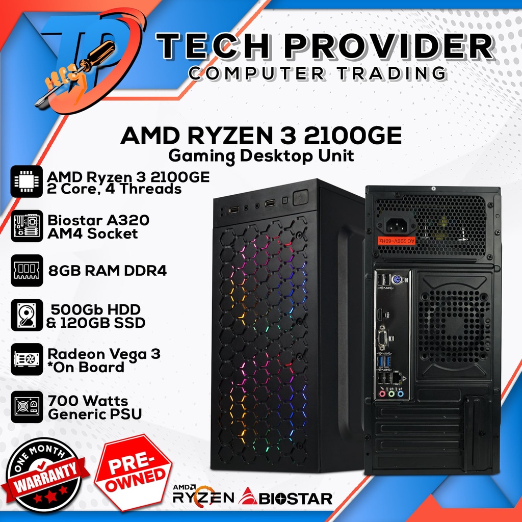 AMD RYZEN 3 2100GE GAMING DESKTOP UNIT | Ryzen 3, 8Gb RAM DDR4,500GB ...