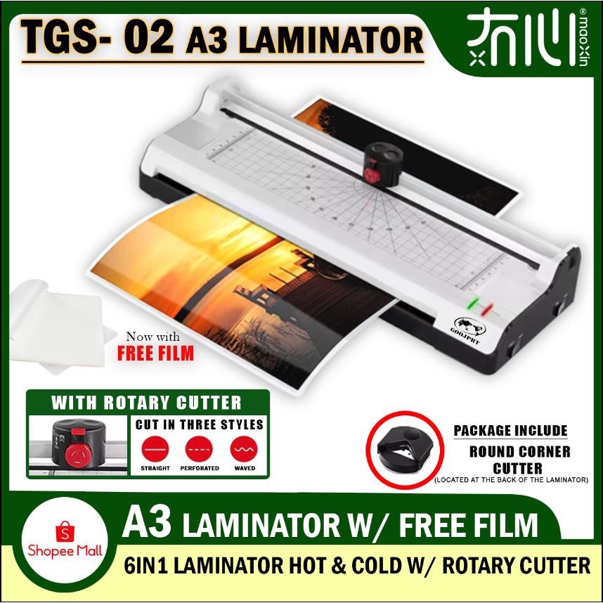 MX Mall 6in1 Hot/Cold Laminator A3 Size w/ Rotary Trimmer, Corner ...