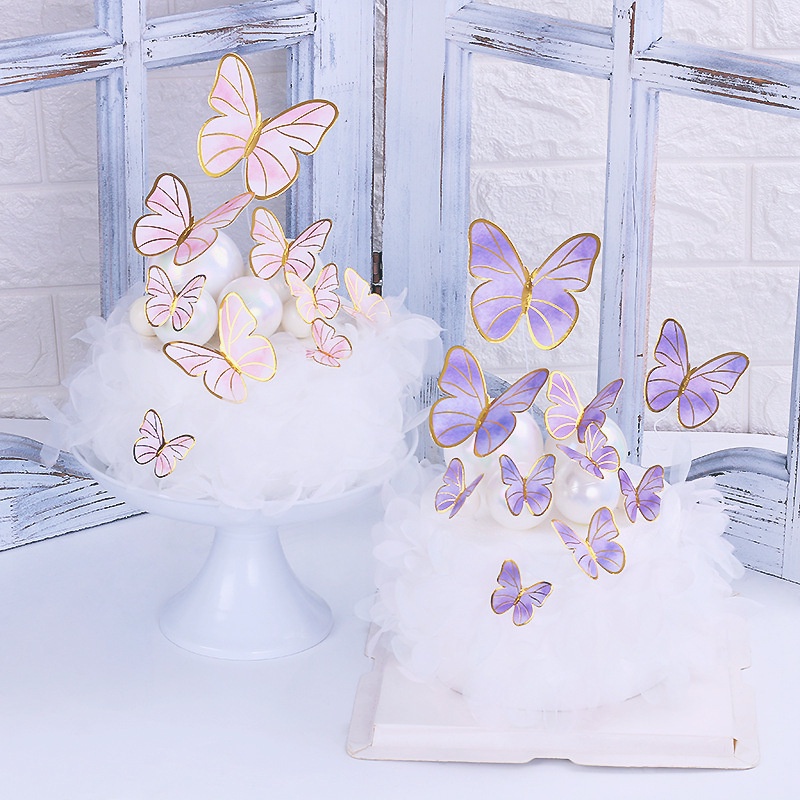 10PCS / 1 SET Paper Butterfly Cake Decoration/ Cake Topper | Shopee ...