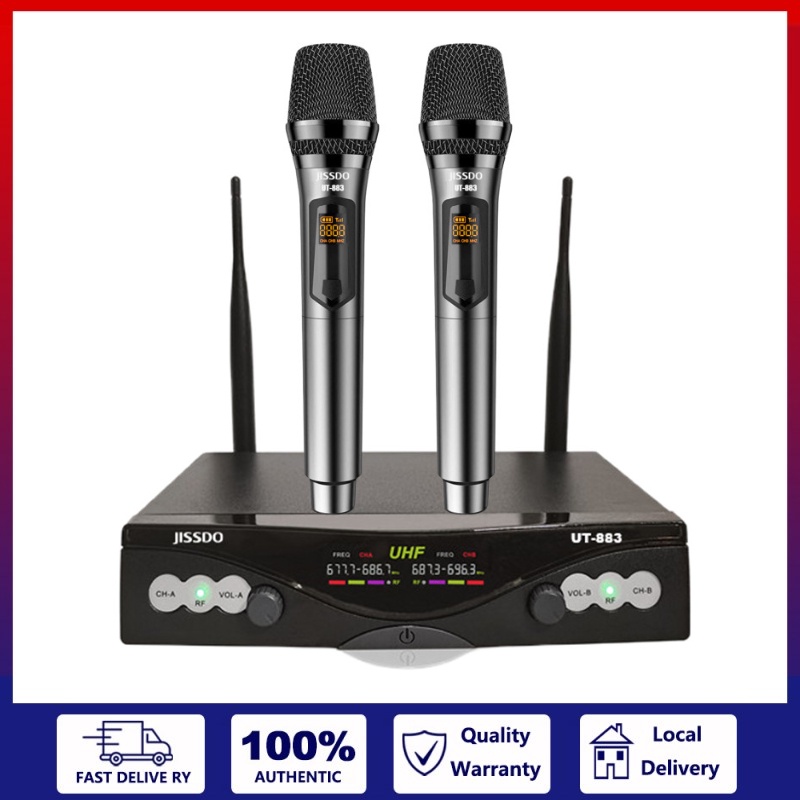 Professional UHF Dual Wireless Microphone System chargeable Handheld ...